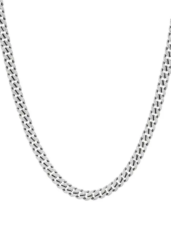 David Yurman 8mm Diamond Curb Chain Necklace - Silver