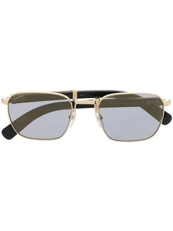Cartier Square-Frame Tinted Sunglasses In Gold - 10% Off | Editorialist
