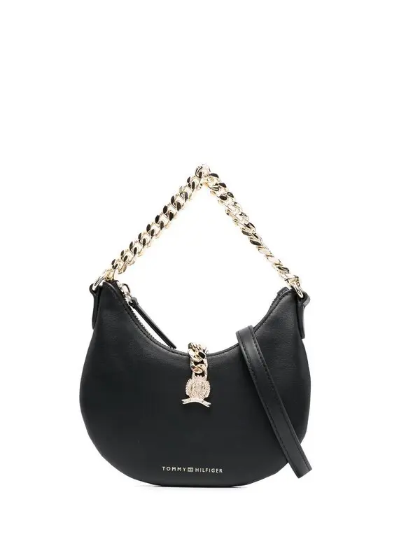 Tommy Hilfiger Chain-Detail Calfskin Tote Bag In Black 31% Off