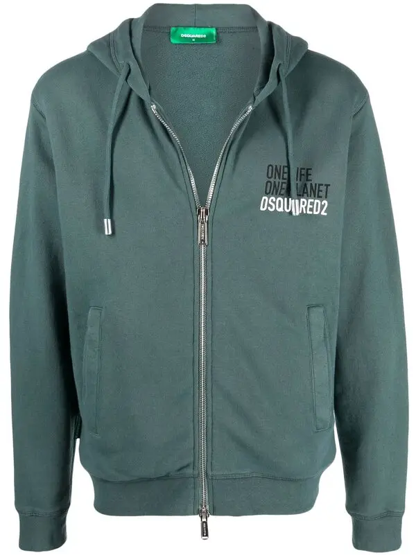 Dsquared2 One Life One Planet' Zip-up Hoodie