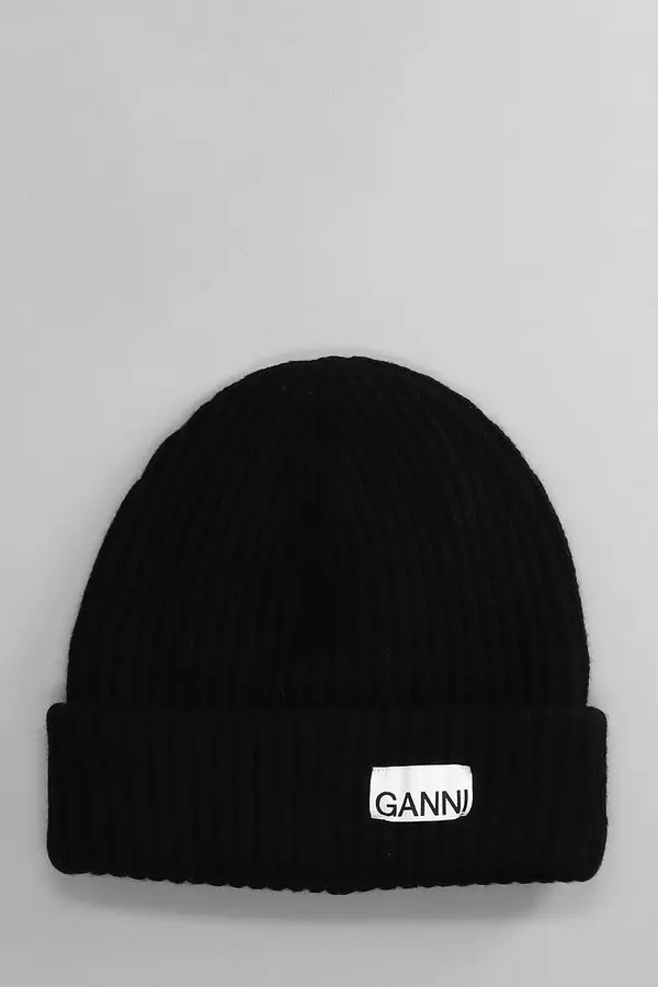 GANNI Hats In Wool - Black | Editorialist