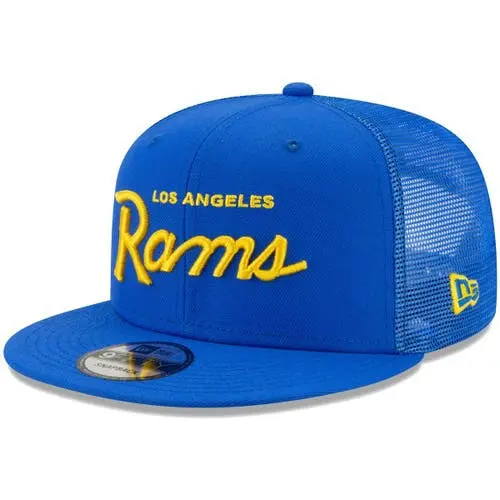 New Era Los Angeles Rams Script Trucker 9fifty Snapback Hat - Royal ...