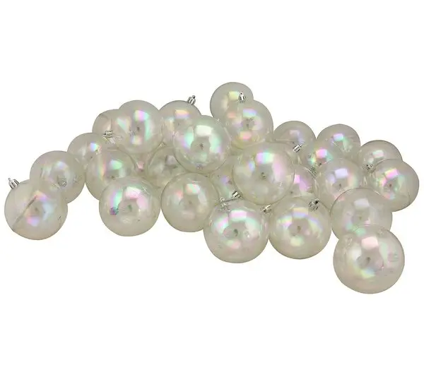 NORTHLIGHT 32ct Iridescent Shatterproof Shiny O Rnaments 3.25