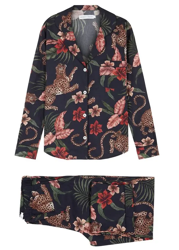 Desmond & Dempsey Soleia Printed Cotton Pyjama Set
