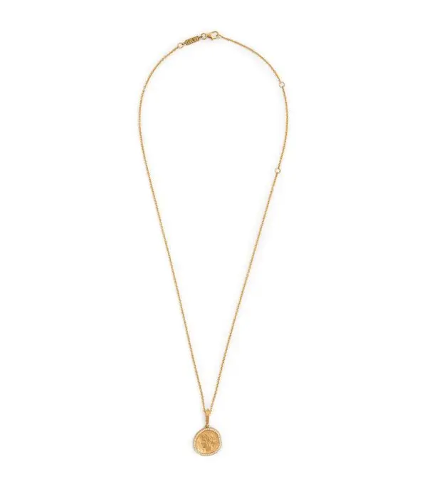AZLEE Yellow And Diamond Goddess Pendant Necklace - Gold | Editorialist