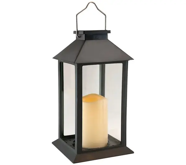 LUMABASE Solar Powered Traditional Lantern With Led Candle