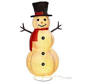HAUTE DECOR 48' Collapsible Tinsel Fabric Snowm N
