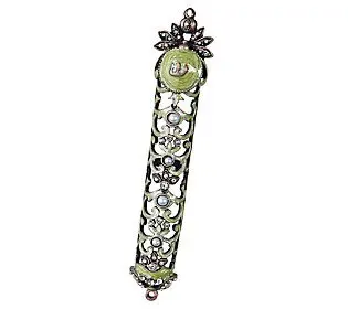 COPA JUDAICA Mezuzah Case Sage Enamel With Ston Es