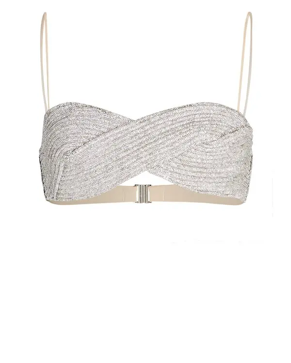 NUE Eternity Crystal-embellished Bra Top - Silver | Editorialist