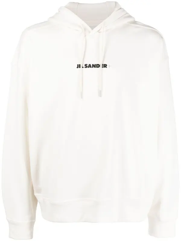 JIL SANDER Logo-print Drawstring Hoodie - White