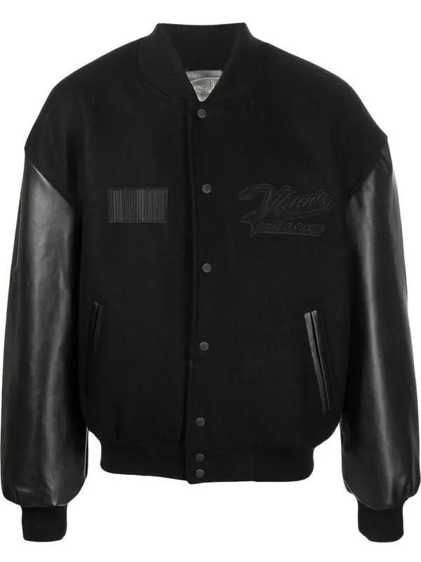VTMNTS Logo-patch Long-sleeve Bomber Jacket - Black