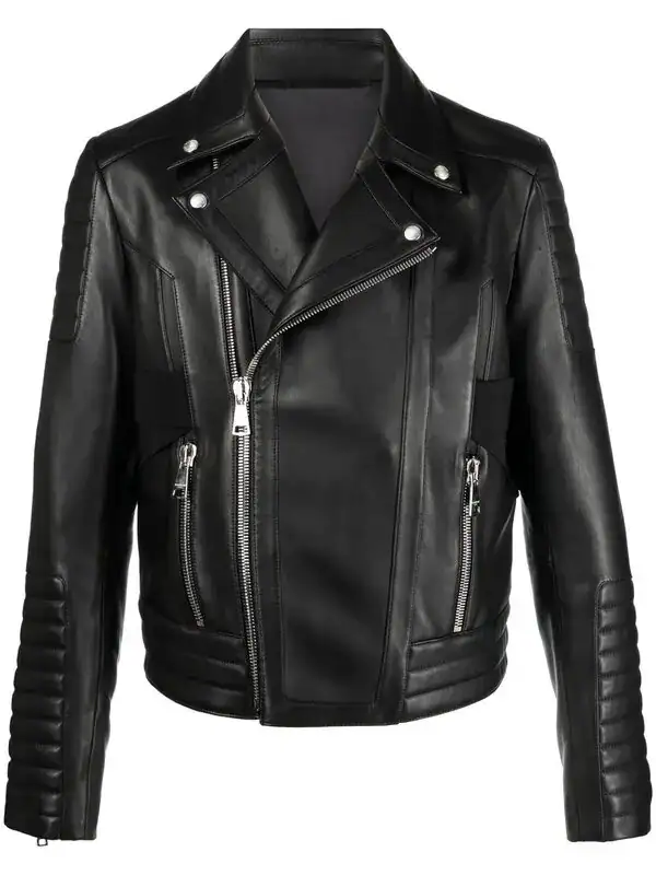 Balmain Panelled Biker Jacket In Black - 59% Off | Editorialist