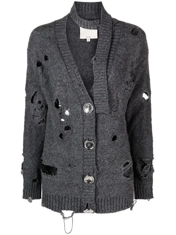 MERYLL ROGGE Oversized Distressed Wool Cardigan