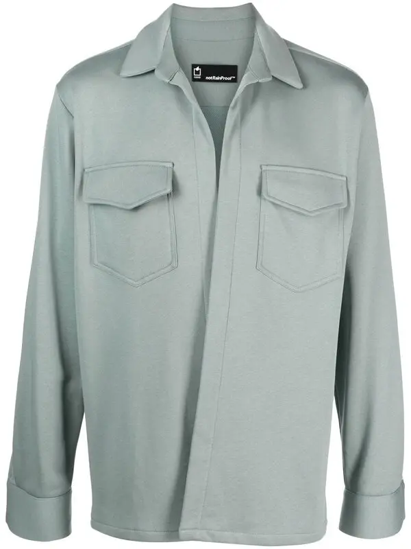 STYLAND X Notrainproof Open-front Cotton Shirt Jacket - Blue