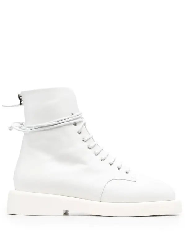 Marsèll Leather Combat Boots - White