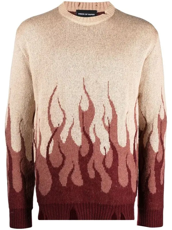 VISION OF SUPER Flame-print Jumper - Neutrals