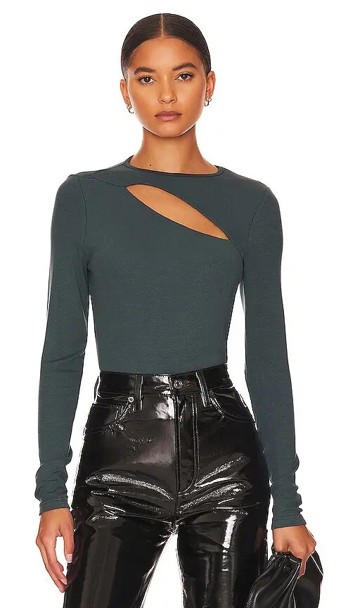 Lamade Verge Peek A Boo Long Sleeve Top - Dark Jade