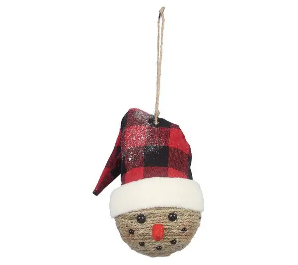 YOUNG'S INC. Youngs S/4 Fabric Snowman Head Ornaments In P Vc Box