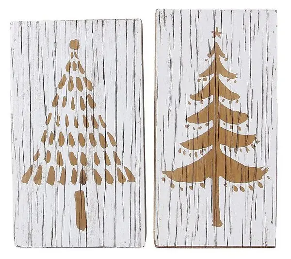 YOUNG'S INC. Young's Wood Plaque Christmas Tree Tabletop