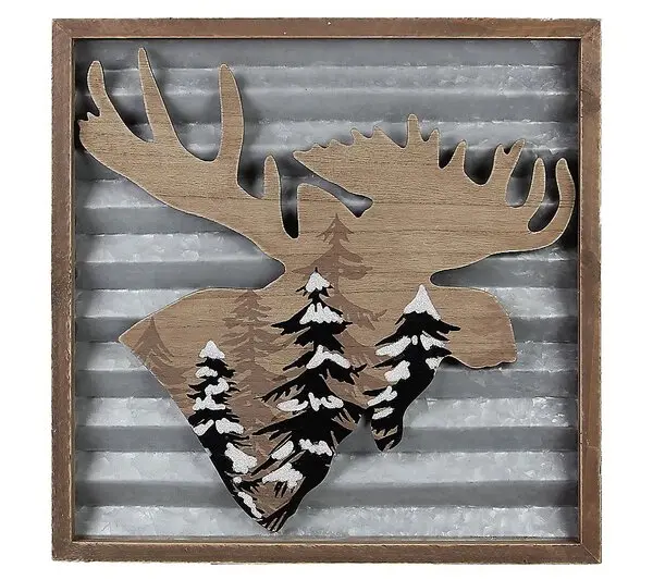 YOUNG'S INC. Young's Christmas Moose Design Cutout Wall Sign