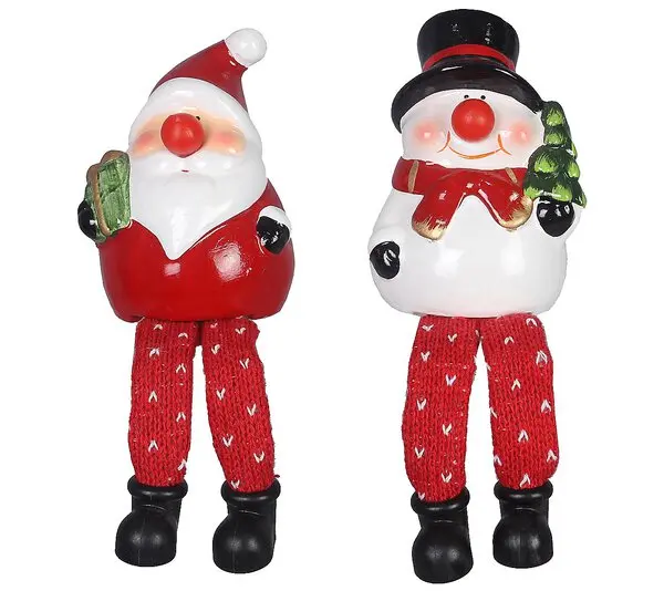 YOUNG'S INC. Young's Santa And Snowman With Blinking Led Nos E, Set Of 2