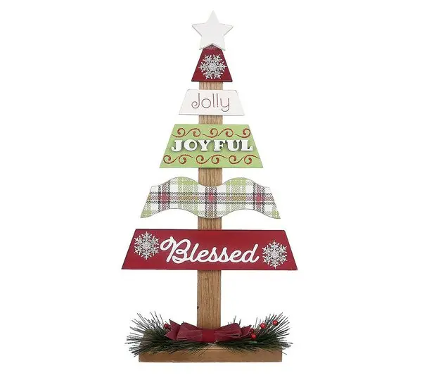 YOUNG'S INC. Young's Wood Christmas Tabletop Tree Sign