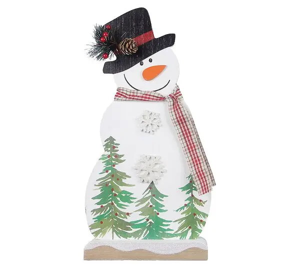 YOUNG'S INC. Young's S/2 Wood Snowman Tabletop Sign
