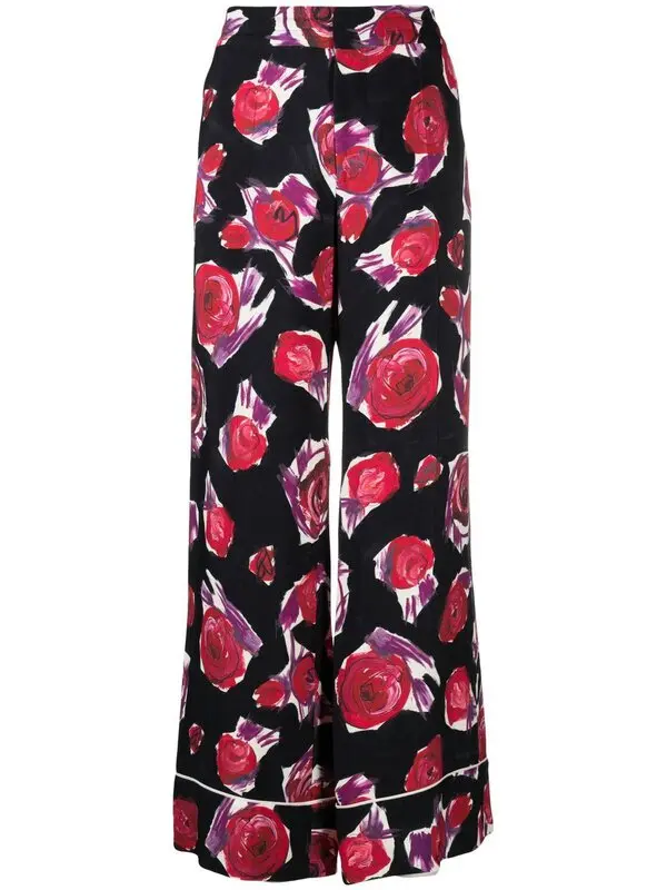 Marni Floral-print Wide-leg Trousers
