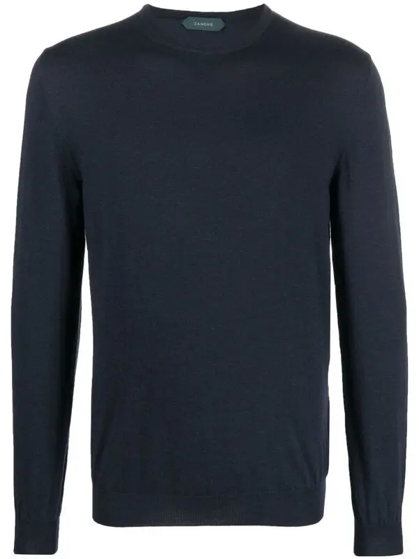 ZANONE Crew-neck Wool-blend Sweater - Blue