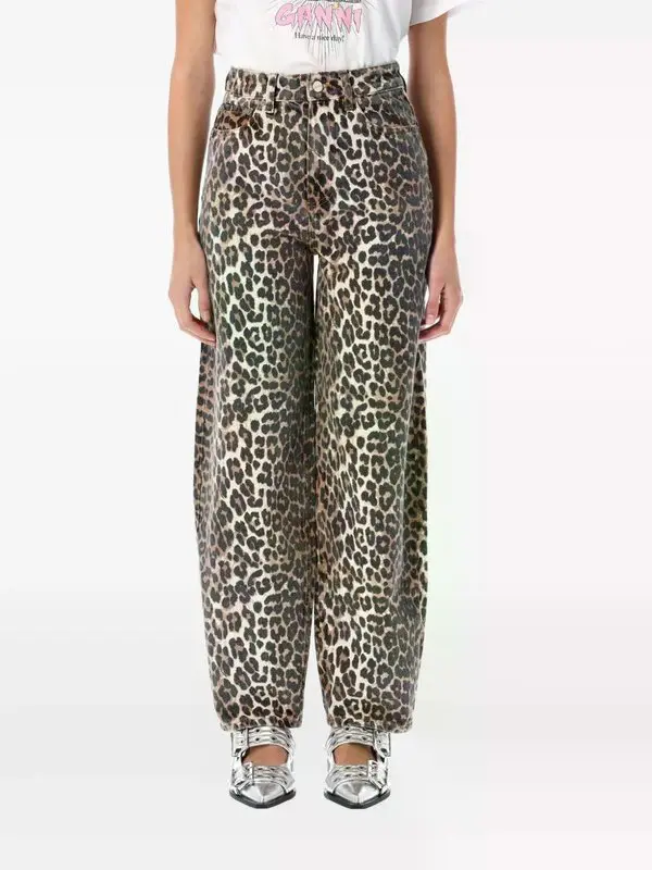 GANNI Leopard-print Tapered Jeans