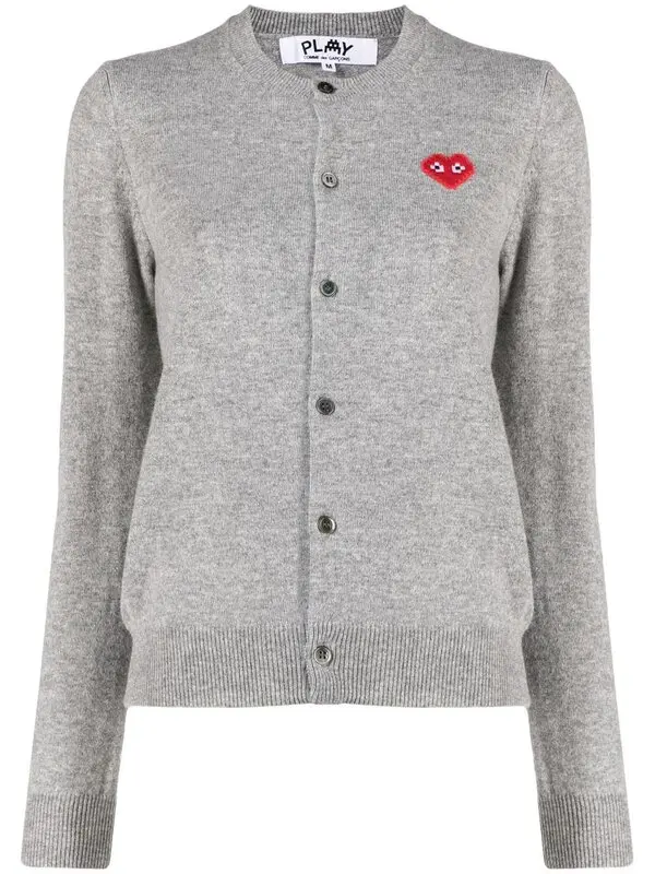 Play Comme Des Garcon Logo Cardigan - Grey