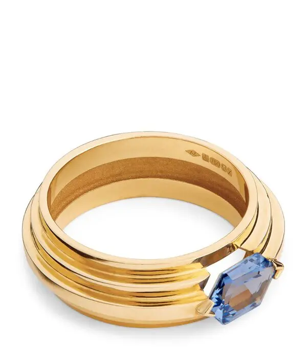 Azlee Yellow And Sapphire Staircase Ring - Gold | Editorialist