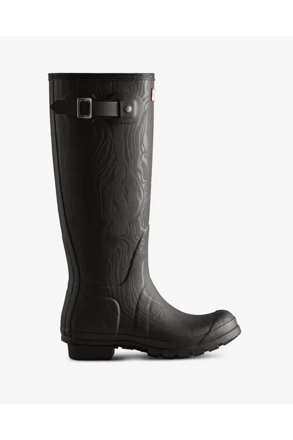 Hunter Erosion Texture Tall Rain Boots In Black - 60% Off | Editorialist