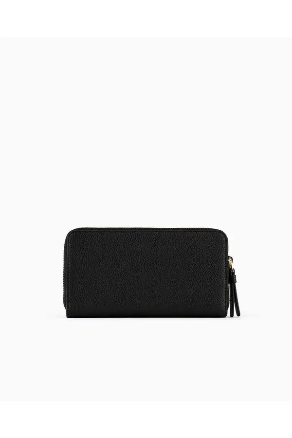 Emporio Armani Deer-print Myea Wallet With Wraparound Zip - Black