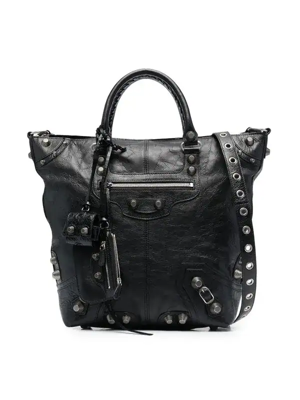 Balenciaga Medium Le Cagole Leather Tote Bag - Black | Editorialist