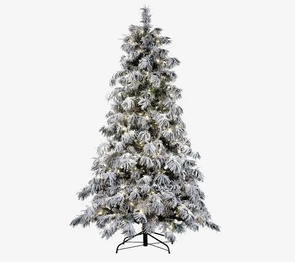 HAUTE DECOR 7.5' Berkshire Snowy Christmas Tree With Led L Ights