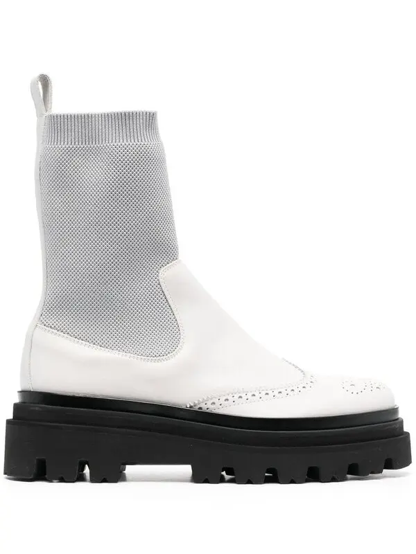 Eleventy Leather Ankle Sock Boots
