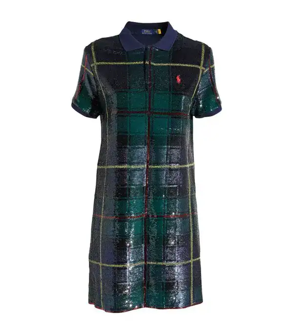 ralph lauren sequin polo dress Ralph Lauren Women's Sequined Plaid Polo Cocktail Dress