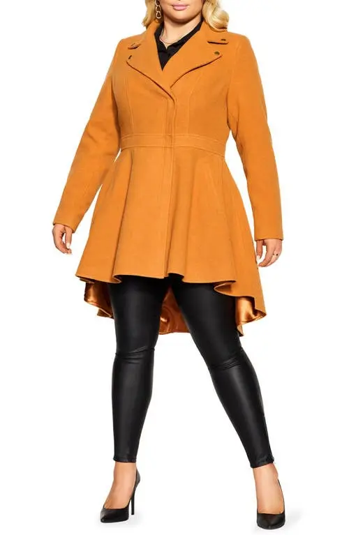 Buy City Chic Ruffle Coat - Deep Caramel At 69% Off | Editorialist