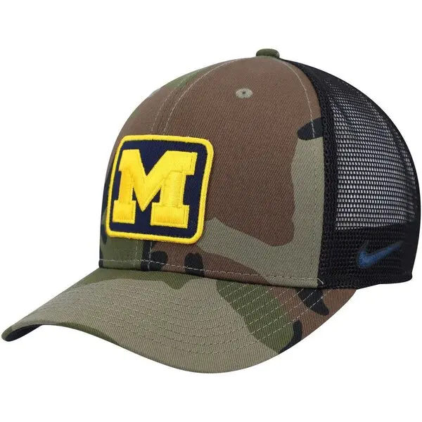 Nike Black Michigan Wolverines Classic99 Trucker Snapback Hat - Camo ...