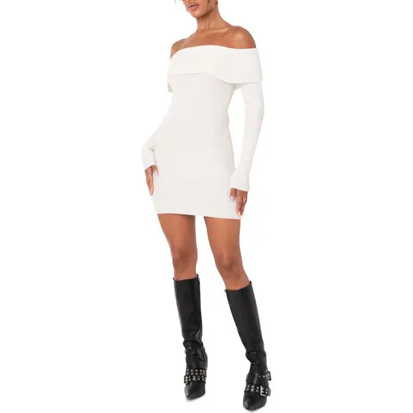 EDIKTED Emma Long Sleeve Mini Dress - White