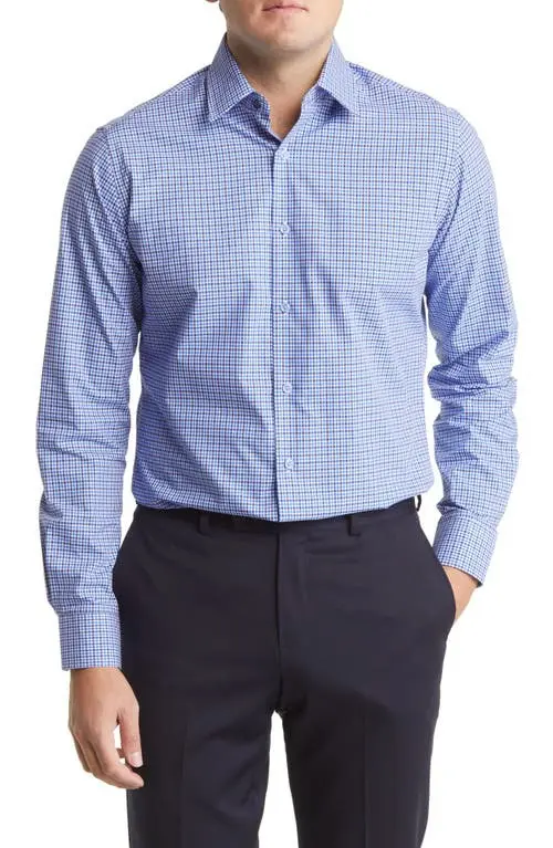 DUCHAMP Plaid Print Long Sleeve Tailored Fit Dress Shirt