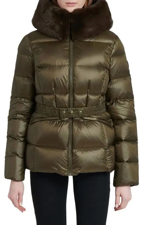 THE RECYCLED PLANET COMPANY Faux Fur Trimmed Puffer Jacket - Olive