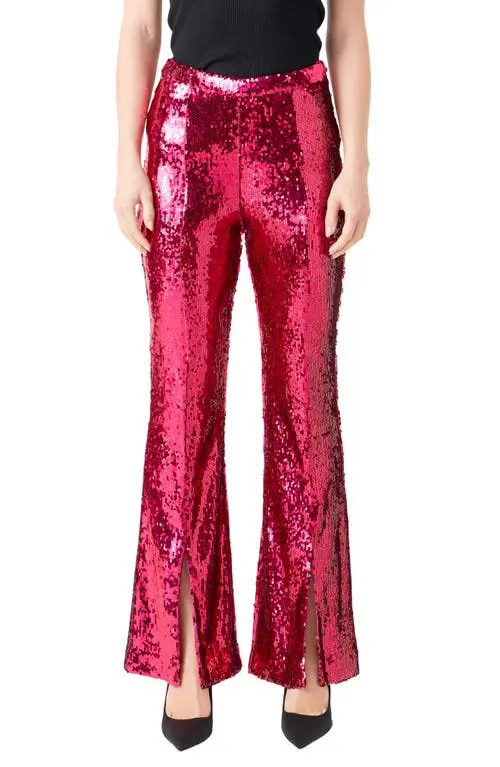 Endless Rose Sequin Flare Pants - Fuchsia