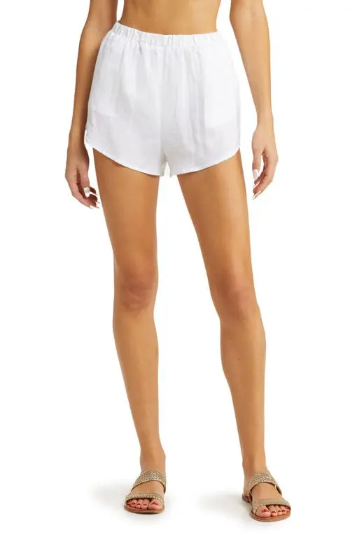 VITAMIN A® Tallows Linen Cover-up Shorts - Ecolinen White