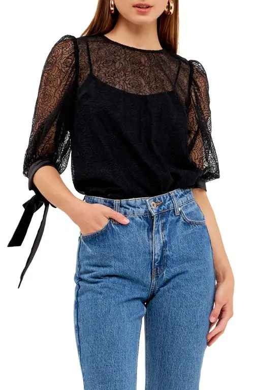 Endless Rose Embroidered Puff Sleeve Blouse
