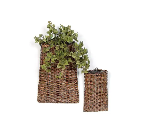 MELROSE International Rattan Wall Baskets Set O F 2