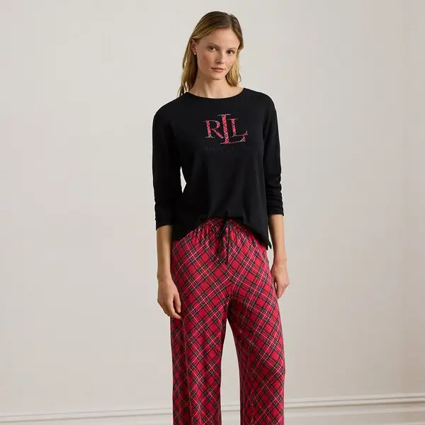 Ralph Lauren Plaid Cotton-blend Pajama Set - Red Plaid