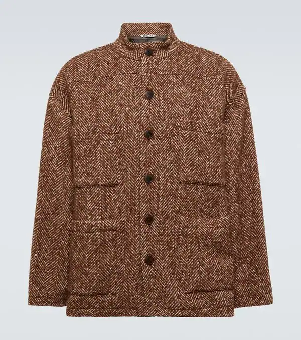 Auralee Herringbone Wool-Blend Blouson Jacket In Multicoloured