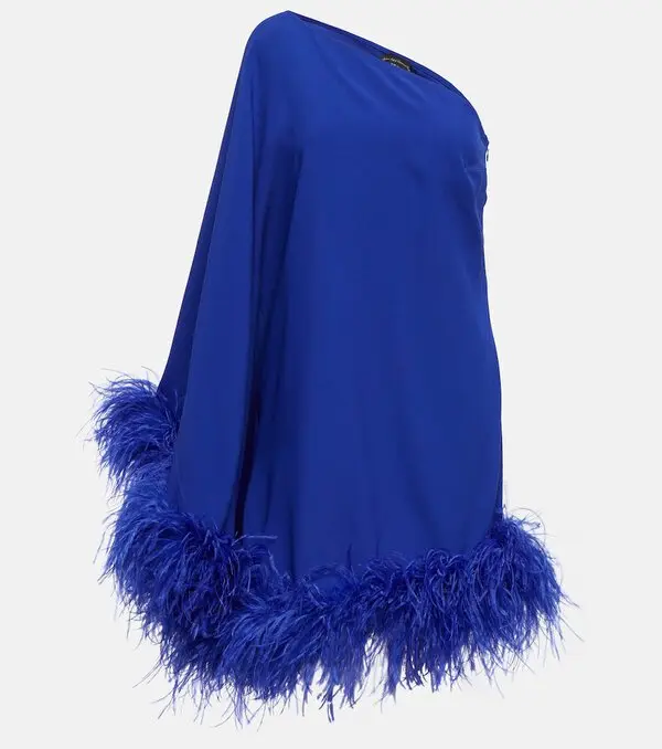 TALLER MARMO Piccolo Ubud Feather-trimmed Minidress - Black